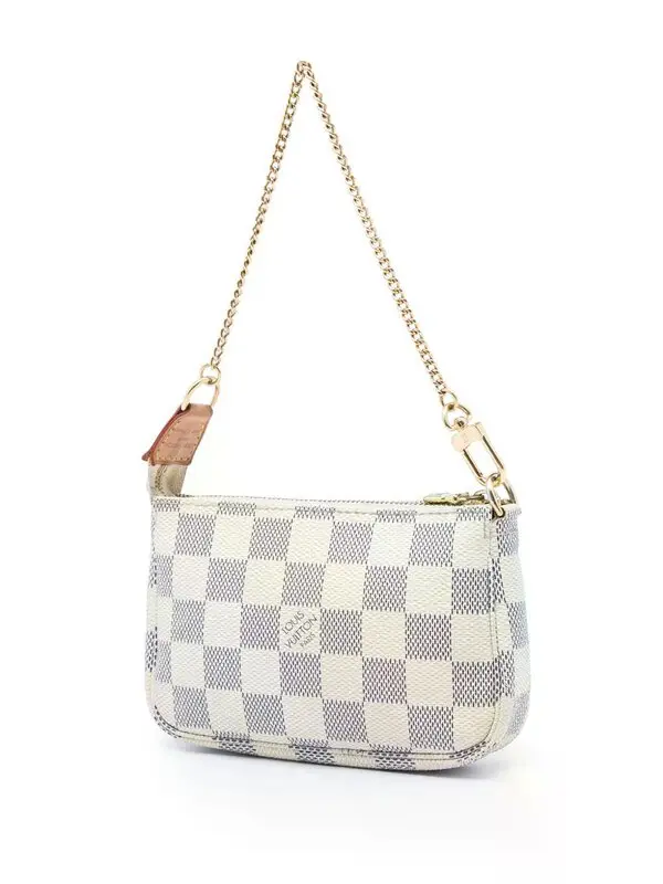 LOUIS VUITTON Damier Azur Mini Pochette Accessoires Handbag - White