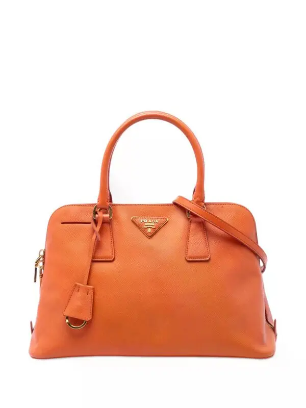 Prada 2013-2026 Medium Saffiano Lux Promenade Satchel - Orange