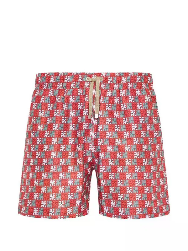 BENIBECA Geometric-print Drawstring Swim Shorts - Red