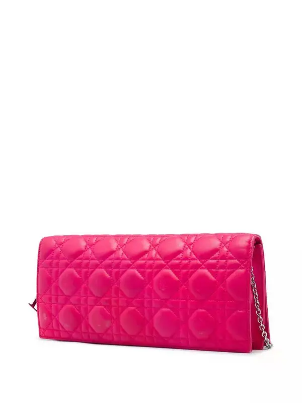 Dior 2013 Lambskin Cannage Lady Chain Convertible Clutch Crossbody Bag - Pink