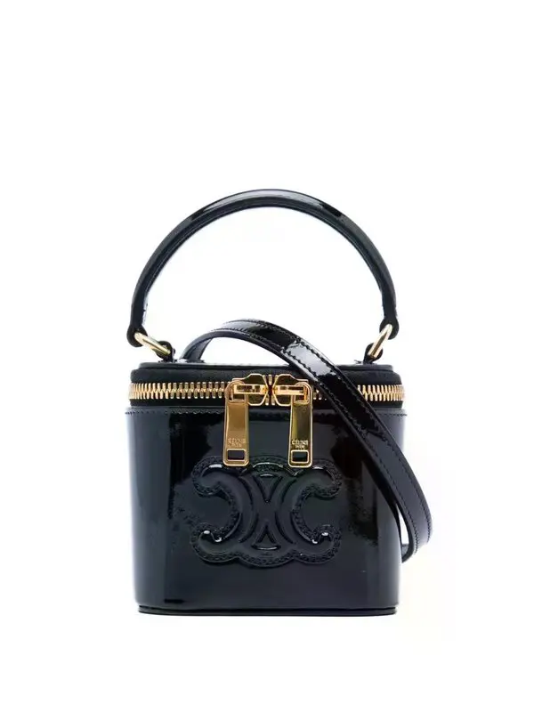 Celine 2001-2026 Mini Patent Cuir Triomphe Vanity Case Satchel - Black