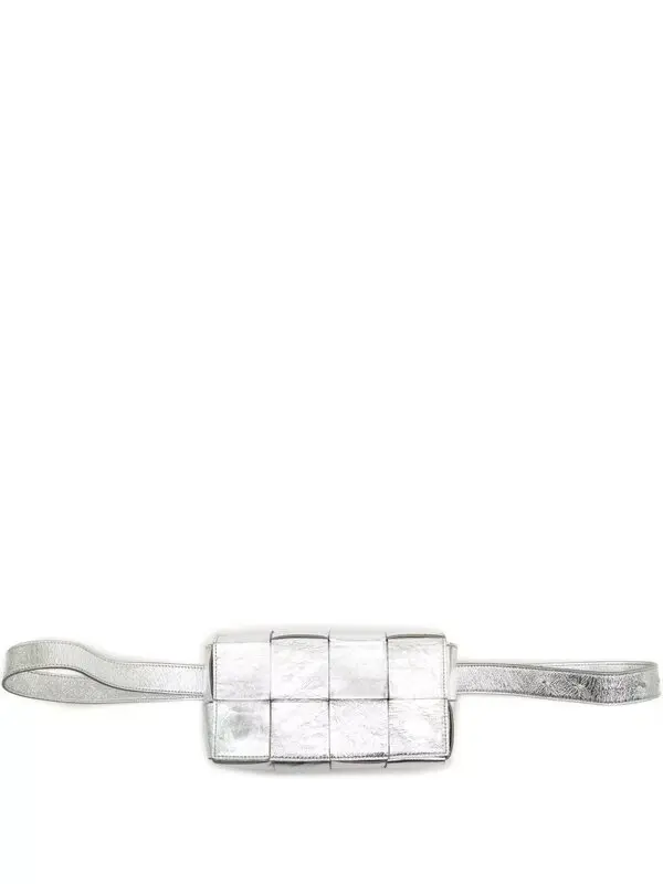 Bottega Veneta 2012-2026 Mini Paper Calfskin Intrecciato Cassette Belt Bag - Silver