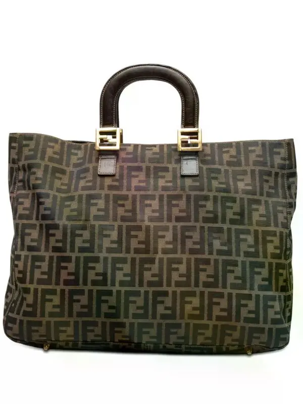 Fendi 20th Century Large Zucca Canvas Twins Tote Bag - Brown