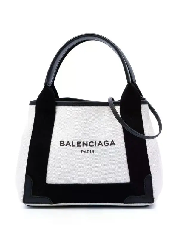 Balenciaga 2018 Canvas Navy Cabas Xs Satchel - Black