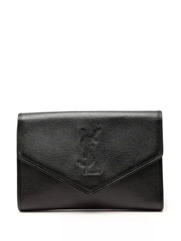 Saint Laurent 20th Century Grain De Poudre Envelope Clutch Bag - Black