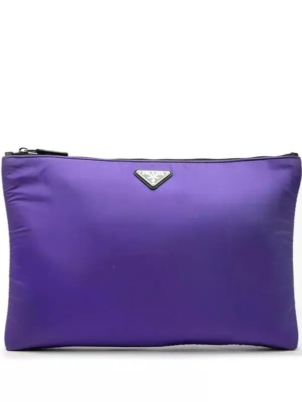 Prada 2013-2026 Tessuto Padded Zip Clutch Bag - Purple