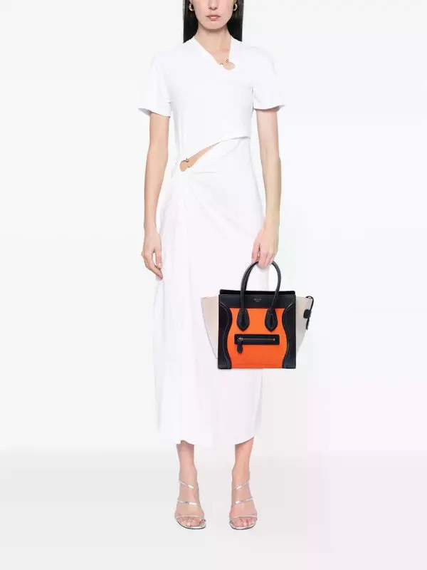 Celine Leather Luggage Tote Handbag - Orange