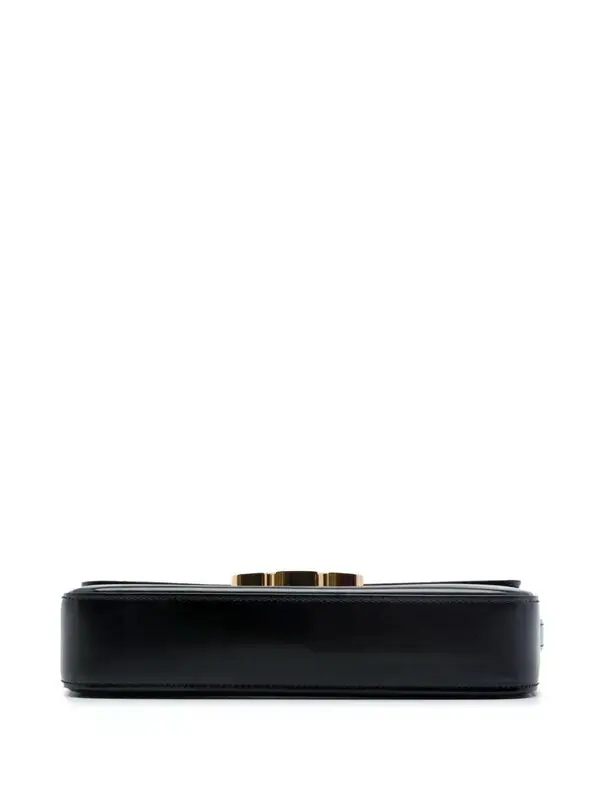 Celine 2021 Shiny Calfskin Triomphe Claude Shoulder Bag - Black