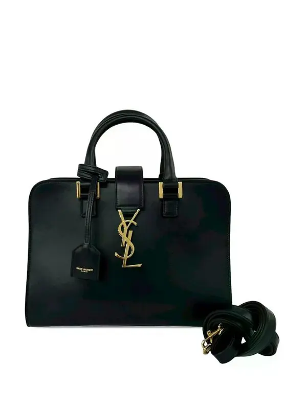 Saint Laurent 2014-2022 Leather Monogram Cabas Satchel - Black