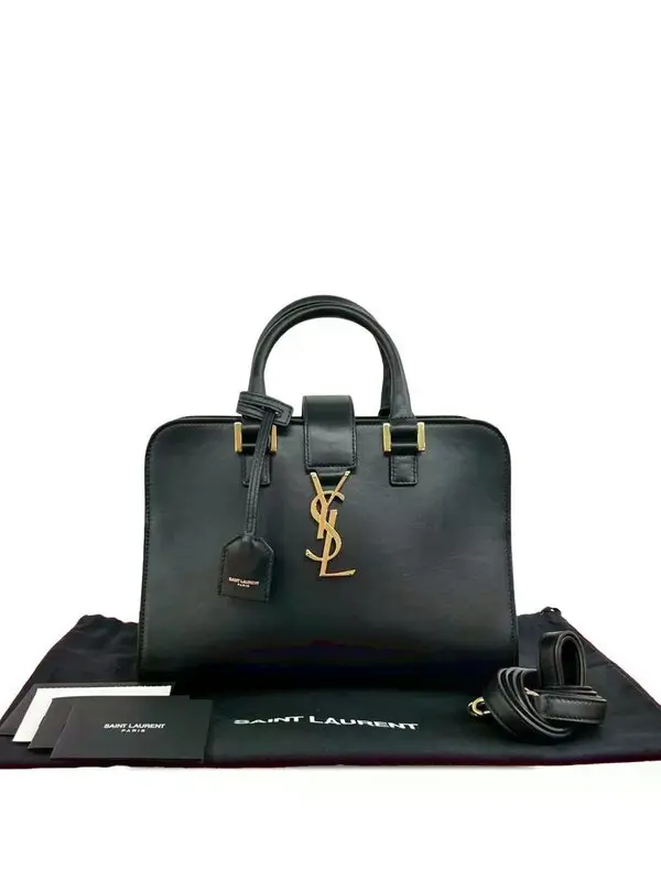 Saint Laurent 2014-2022 Leather Monogram Cabas Satchel