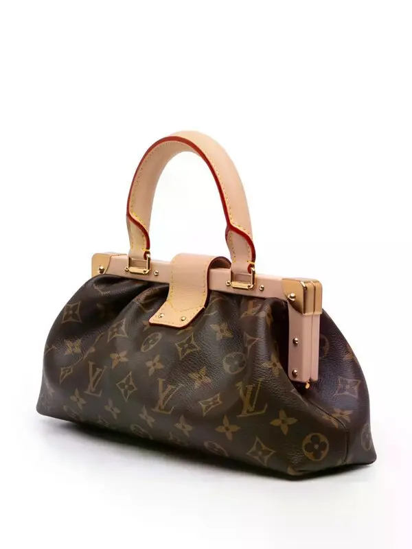 LOUIS VUITTON Monogram Clutch Top Handle Bag Satchel - Brown