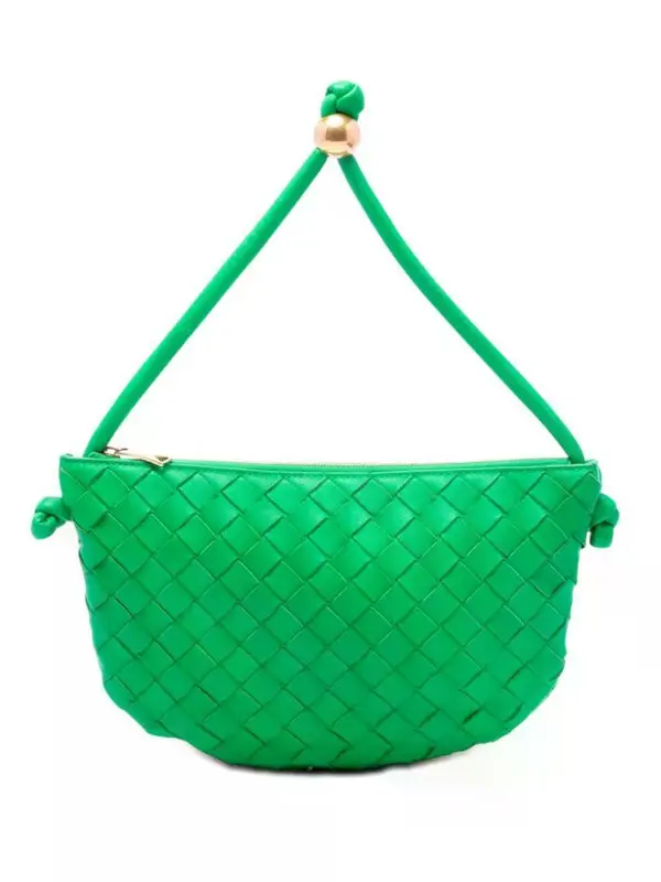 Bottega Veneta 2012-2026 Small Lambskin Intrecciato Turn Pouch Hobo Bag - Green