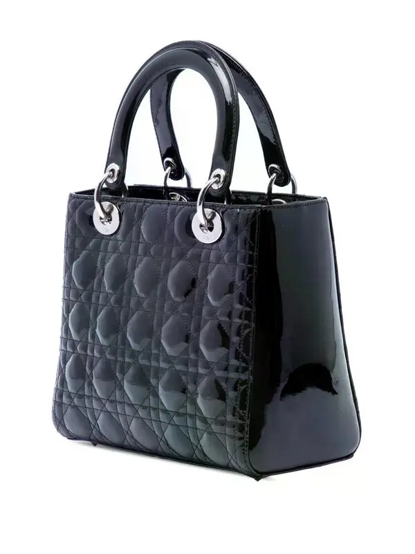 Dior Medium Patent Cannage Lady Satchel - Black