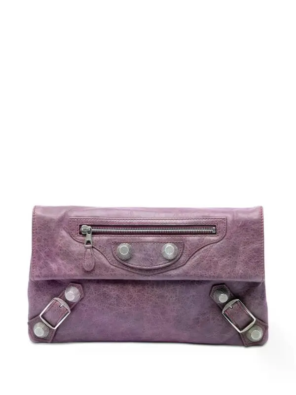 Balenciaga 2005-2026 Lambskin Motocross Giant 21 Envelope Clutch Bag - Purple