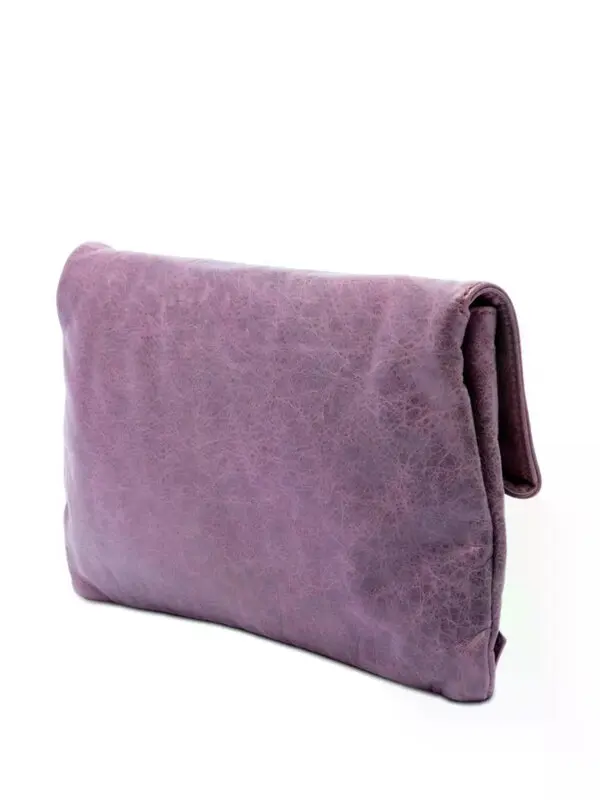 Balenciaga Lambskin Leather Motocross Giant 21 Envelope Clutch Bag - Purple