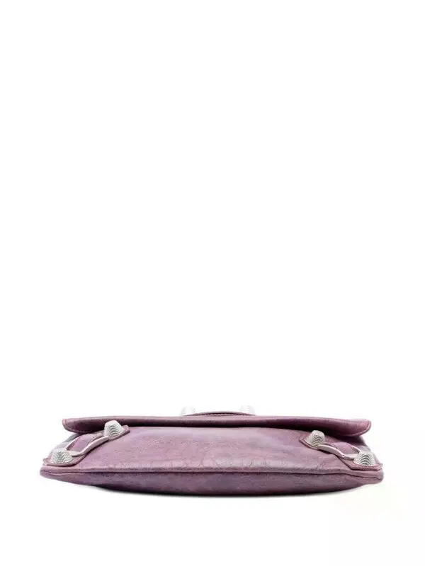 Balenciaga Lambskin Leather Motocross Giant 21 Envelope Clutch Bag - Purple