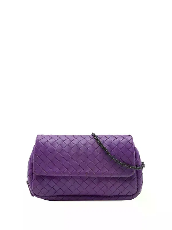 Bottega Veneta 2012-2026 Mini Nappa Intrecciato Expandable Chain Flap Crossbody Bag - Purple