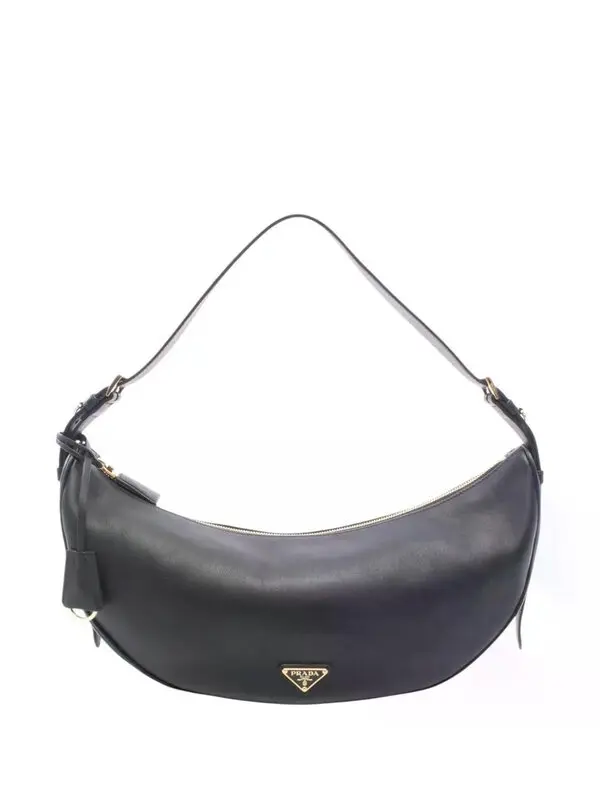 Prada 2013-2026 Large Calfskin Demi Lune Shoulder Bag - Black