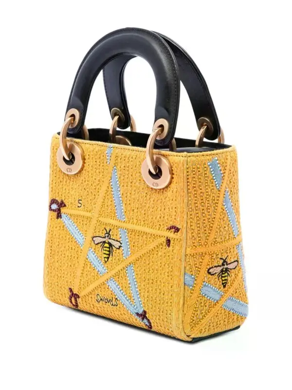 Dior Mini Embroidered Canvas Lady Satchel - Yellow