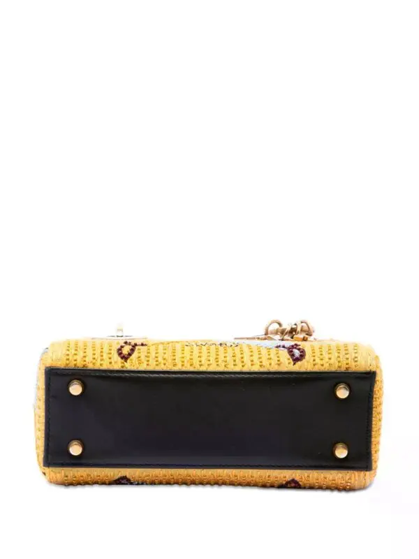 Dior Mini Embroidered Canvas Lady Satchel - Yellow