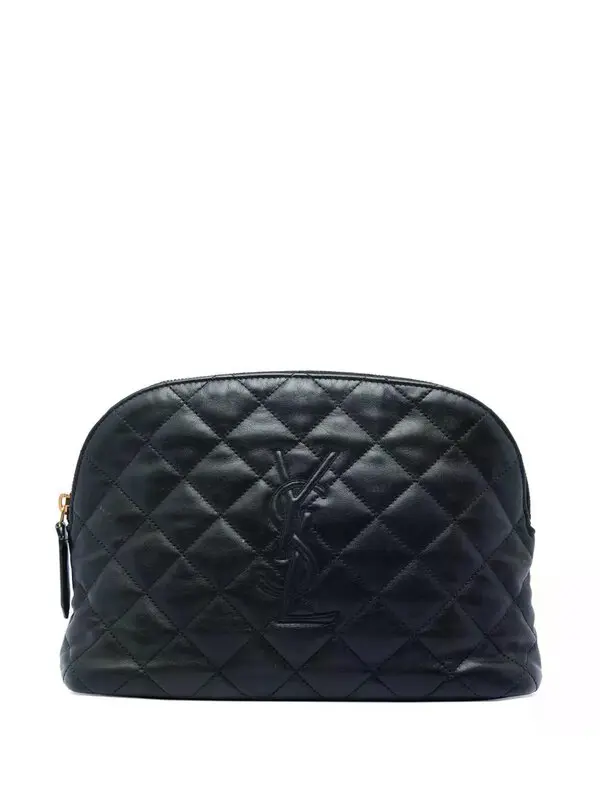 Saint Laurent 2023 Quilted Lambskin Cassandre Cosmetic Pouch - Black