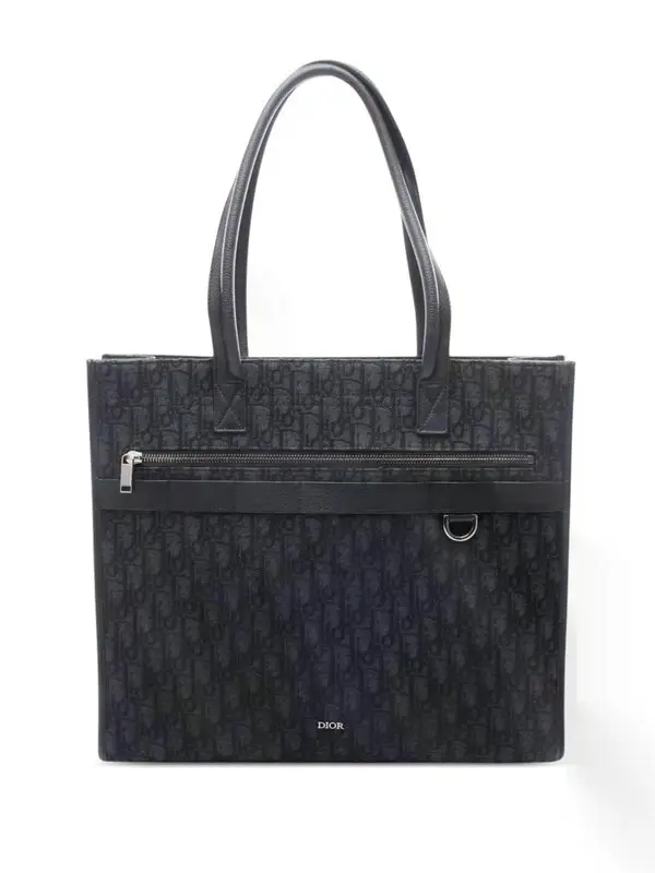 Dior 2021-2024 Oblique Canvas Safari Tote Bag - Black