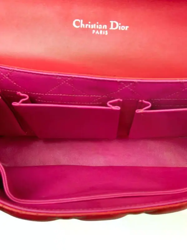 Dior Medium Lambskin Cannage Miss Flap Shoulder Bag - Orange