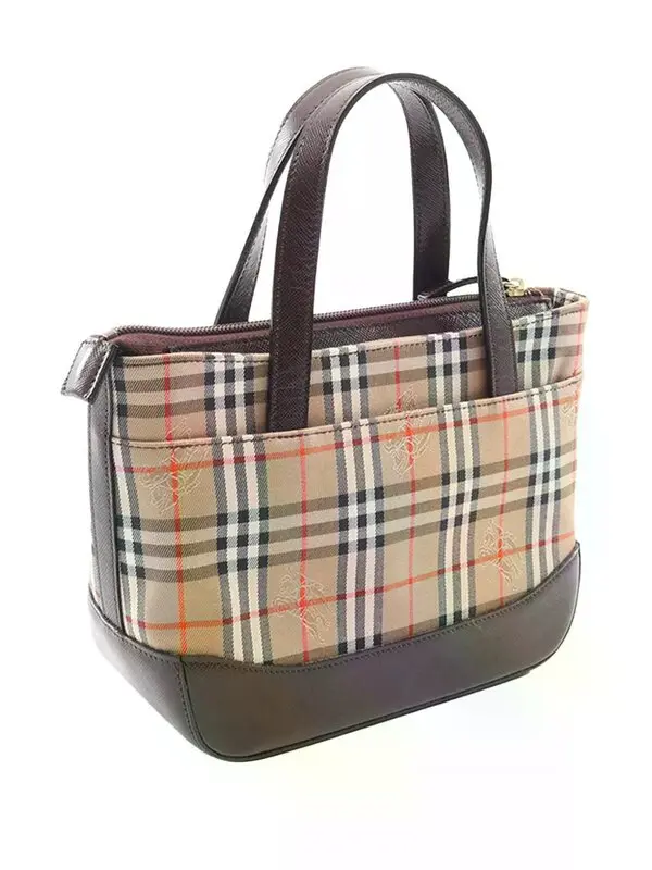 Burberry Haymarket Check Canvas Handbag - Neutrals