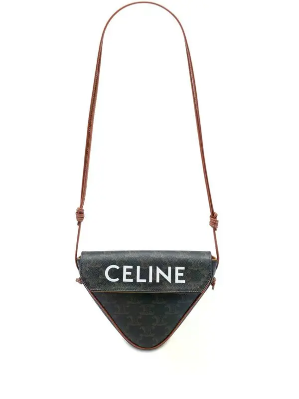 Celine 2021 Triomphe Coated Canvas Logo Triangle Crossbody Bag - Brown