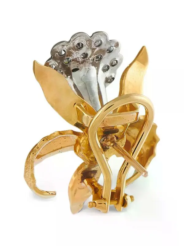 LB EXCLUSIVE 18k Yellow Diamond Orchid Earrings And Brooch Set