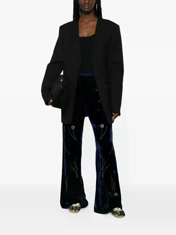 FORTE_FORTE Crystal-embellished Palazzo Pants - Blue