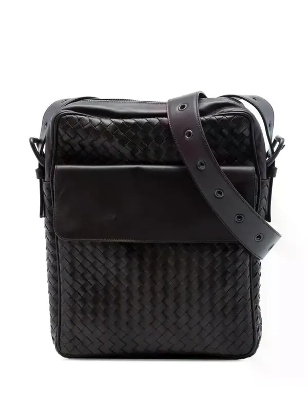 Bottega Veneta 2012-2026 Nappa Intrecciato Front Pocket Crossbody Bag - Brown