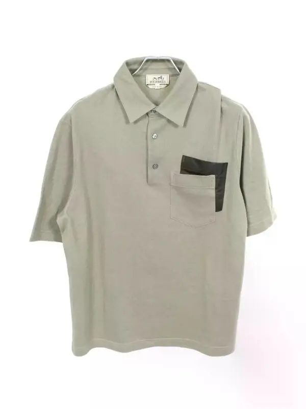 Hermès 2010s Leather-trim Polo Shirt - Green