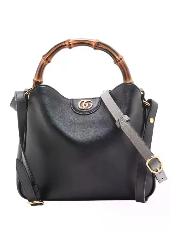 Gucci 2016-2026 Small Calfskin Bamboo Diana Satchel - Black