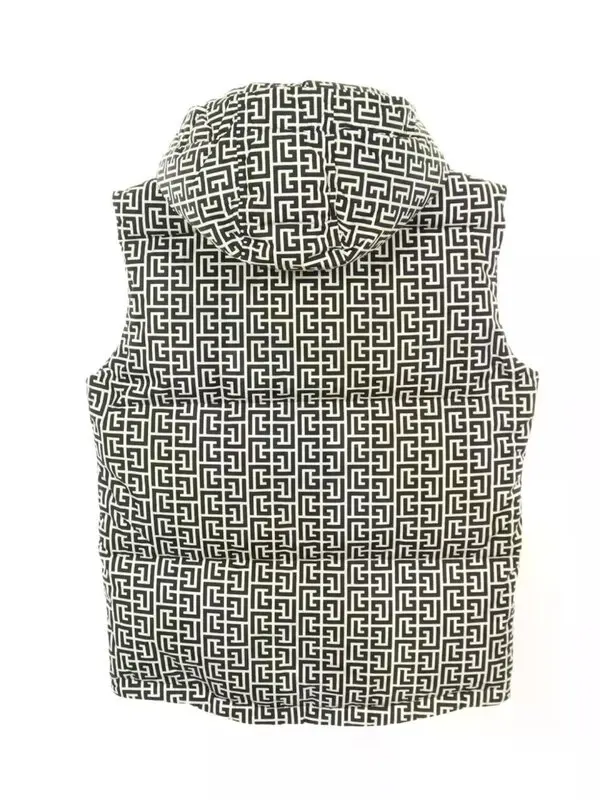 Balmain Monogram Hooded Down Vest - Black