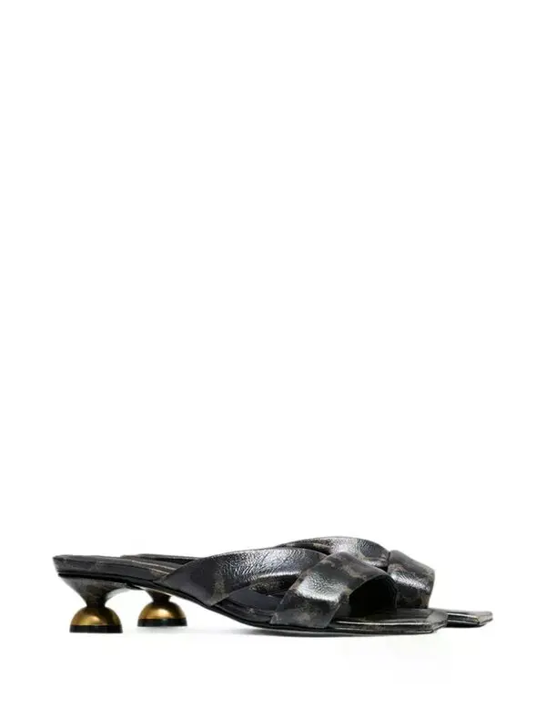 VANDA NOVAK Mona Leopard-print Leather Mules