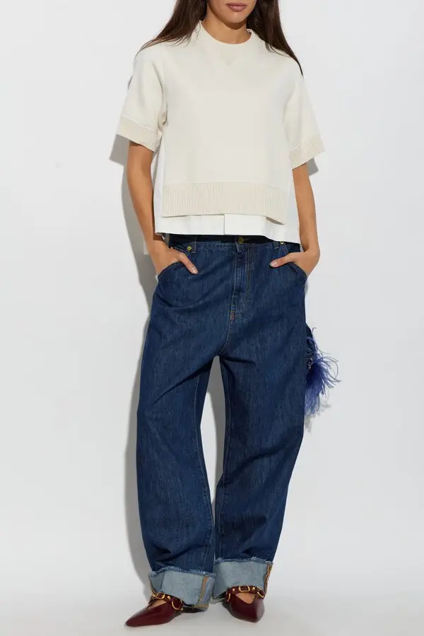 DARKPARK Lisa" Boyfriend Jeans With Feather Embellishment - Navy Blue