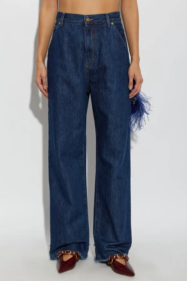 DARKPARK Lisa" Boyfriend Jeans With Feather Embellishment - Navy Blue