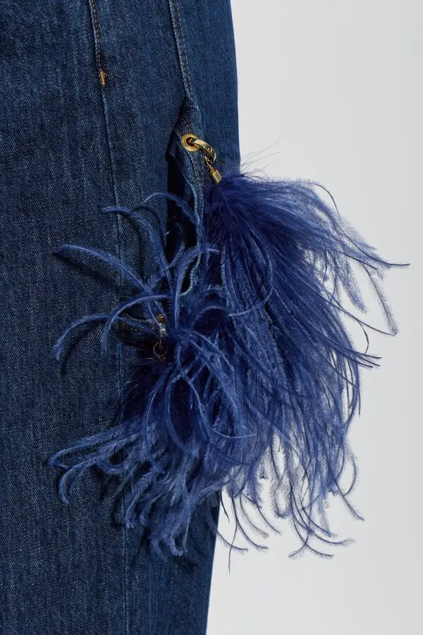 DARKPARK Lisa" Boyfriend Jeans With Feather Embellishment - Navy Blue
