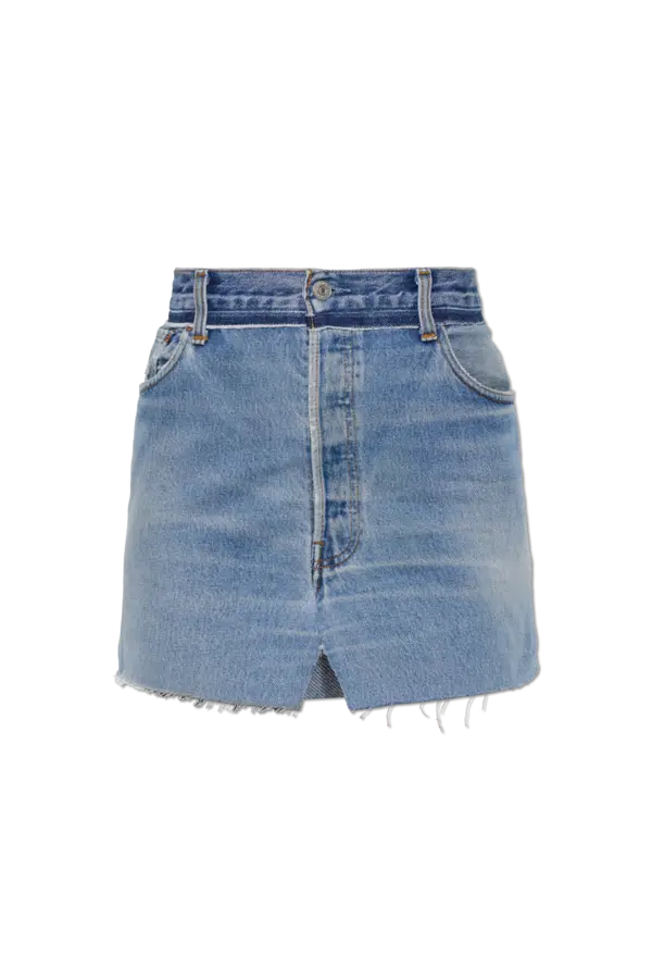 Vetements Denim Skirt With A Vintage Effect - Blue