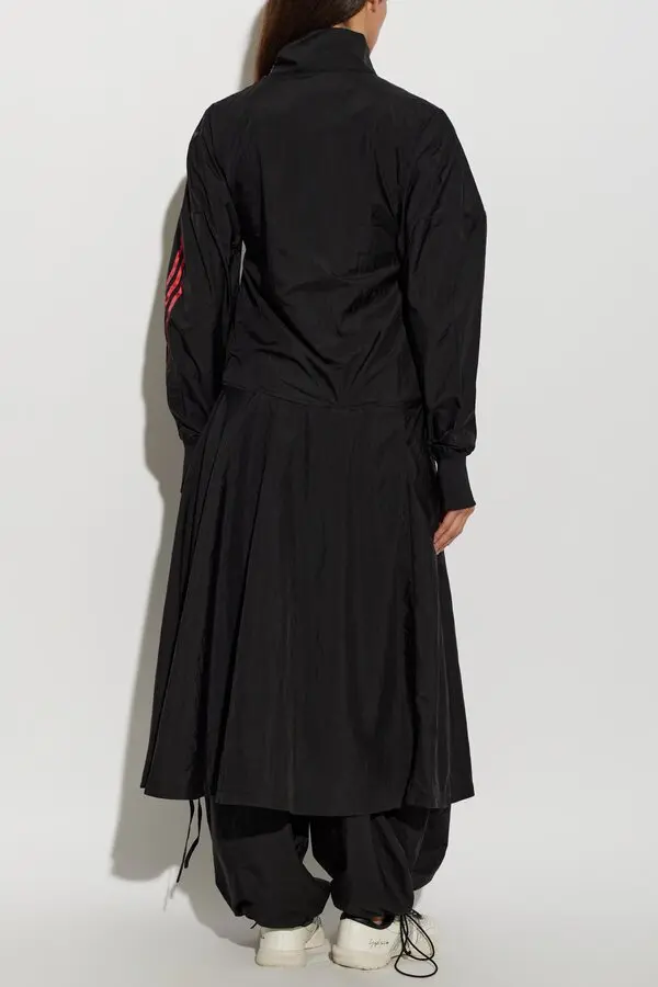 Y3 Long Coat With Sporty Stripes And Logo Detail