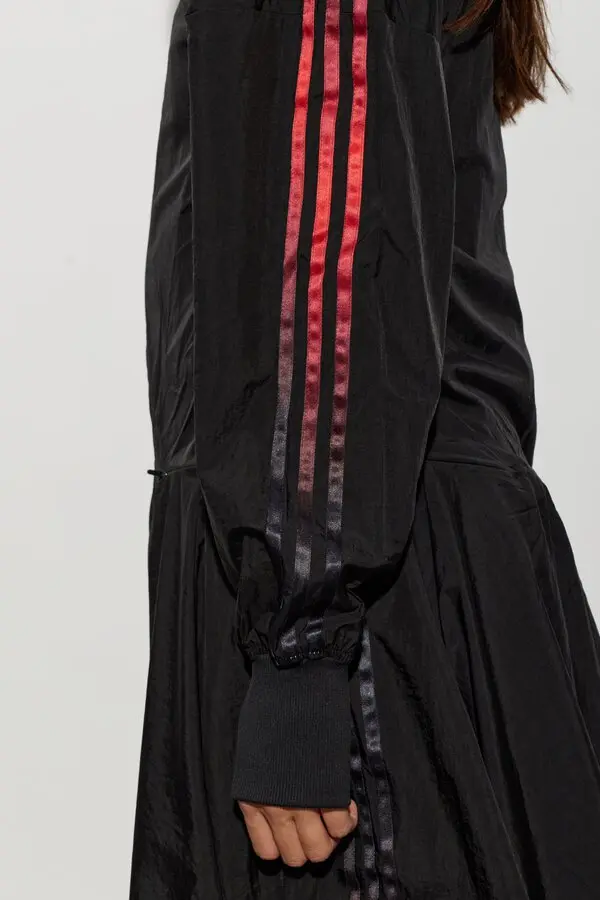 Y3 Long Coat With Sporty Stripes And Logo Detail