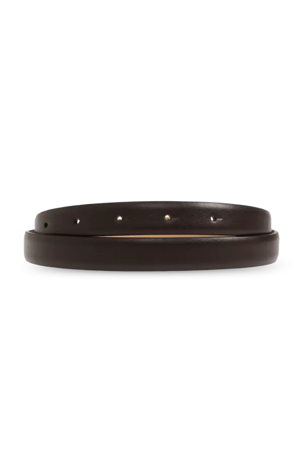 Balenciaga Skinny Leather Belt With Gold Tone Double B Buckle