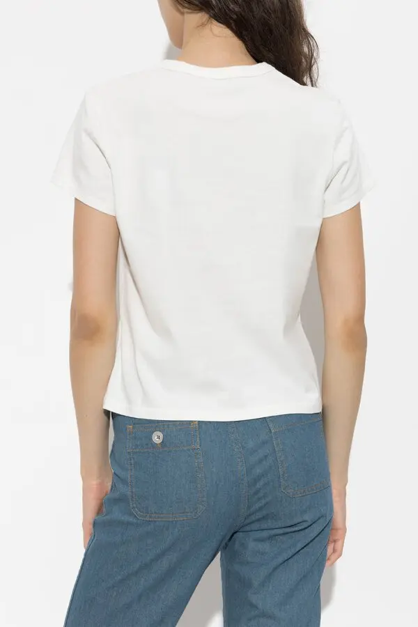 Kenzo Floral Motif Embroidered Cotton T-shirt