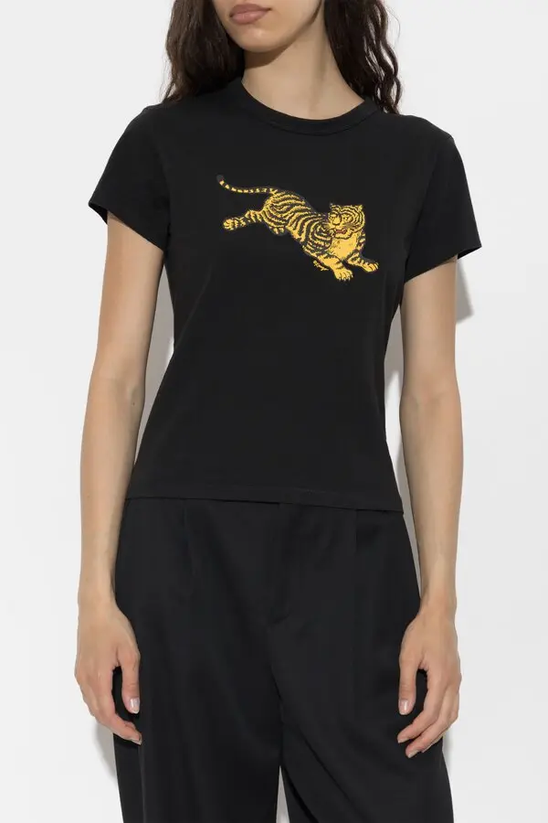 Kenzo Cotton T-shirt With Tiger Graphic - Black