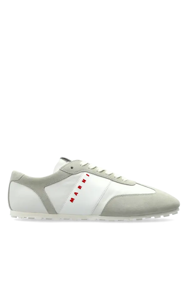 Marni Leather Sports Shoes With Logo - Grey