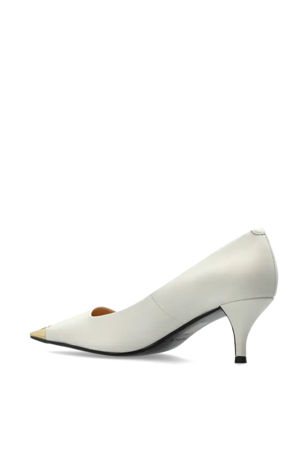 Furla Metal Decollete Kitten Heel Pumps With Cap Toe