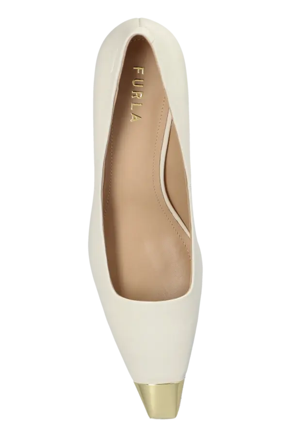 Furla Metal Decollete Kitten Heel Pumps With Cap Toe