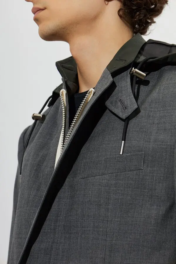 Sacai Wool Jacket With Detachable Hood