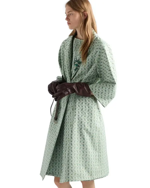 Prada Single-breasted Floral Jacquard Duchesse Coat